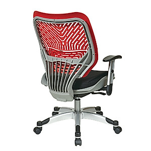SPACE Seating REVV Self Adjusting SpaceFlex Cosmo Backrest Support and Padded Raven Mesh Seat with Adjustable Arms and Platinum Finish Base Managers Chair