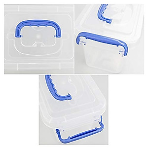Eagrye 1.5 L Mini Plastic Storage Box, Clear Storage Bin with Handle, 6-Pack, F