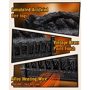 Electric Fireplace Logs Heater, Fireplace Insert with Realistic Fake Fire, 4 Flame Brightness, Remote Control, 8H Timer, Overheat Protection, Ember Bed Heater for Living Room, Christmas Decor, 1500W