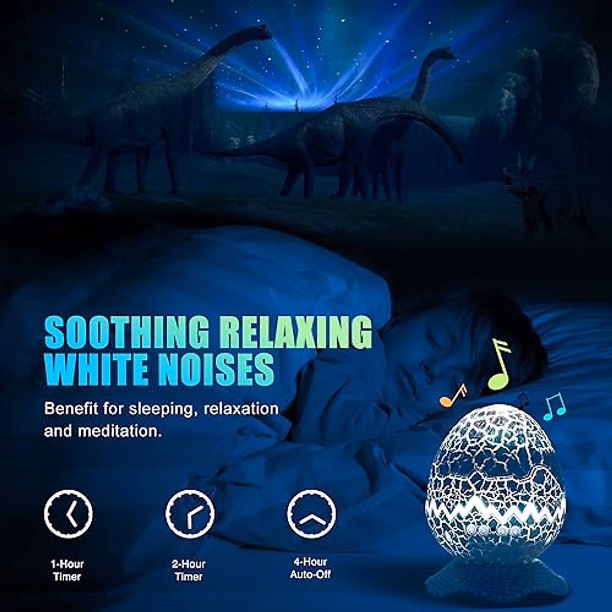 Galaxy Star Night Light Projector, Aurora Projector with 33 Light Effects, Dinosaur Egg Lights for Bedroom Decor with Bluetooth Speaker White Noise & Remote Control for Kids/Party/Gift