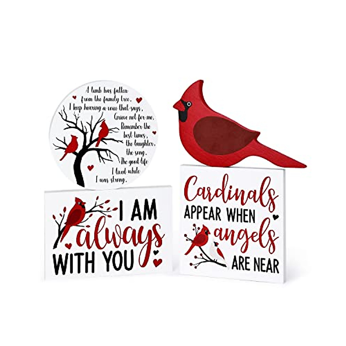 Cardinal Tiered Tray Decor Memorial Gifts Wooden Red Birds Cardinals Christmas Decorations Winter Farmhouse Sign Red Cardinals Appear When Angels Are Near Bird on Tree Cardinal Gift for Her Set of 4