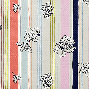 Vera Bradley Women's Collapsible Storage Bins Set of 2 - Large, Seaside Stripe Multi Floral, Large