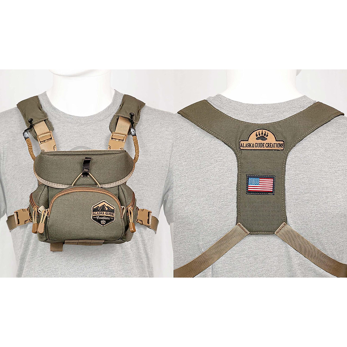 Alaska Classic HBS Bino Pack | Camo Binocular Harness Vest | Hunting Binoculars and Rangefinder Pouch (Mossy Oak Break-Up Country)