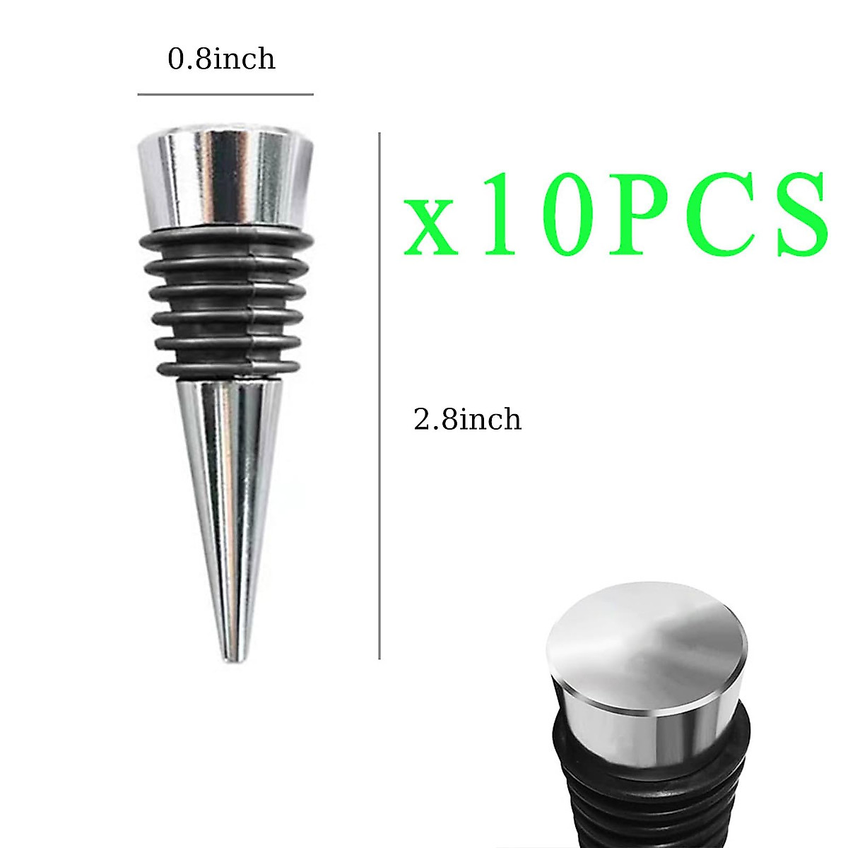 JOFAVIU 10 Pcs Resin Wine Bottle Stoppers Molds Set Accessories, Wine Stopper for Silicone Molds Epoxy Resin, Stopper Epoxy Resin Silicone Molds Set Kits (10 Metal Stoppers)