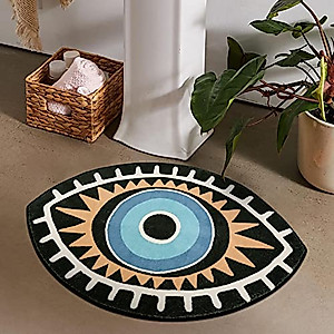 Beeiva Cute Evil Eye Area Rug 2x3 Small Washable Entryway Rug Non-Slip Door Mat Accent Throw Rugs Indoor Floor Carpet for Kitchen Bedroom Bathroom (Black/Multi, 2x3ft)
