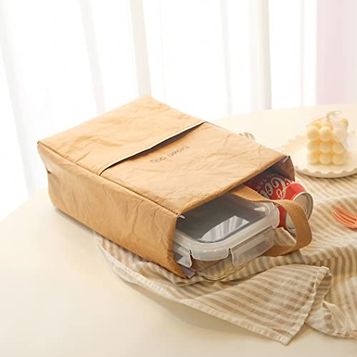 BROWN BAG – Insulated Lunch Bag for Women & Men | Reusable Paper Bag with Durable, Water-Resistant Fabrics | Insulation with Premium Thermal Liner | Simple Design, Brown