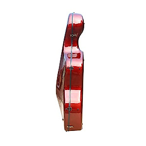 Hard Cello Case 4/4 Full Size Mixed Carbon Fiber Strong & Ultralight Cello Box with 2 Bow Holders & 2 Strong Handle & 2 Back Straps & Wheels Cello Bag (Red)