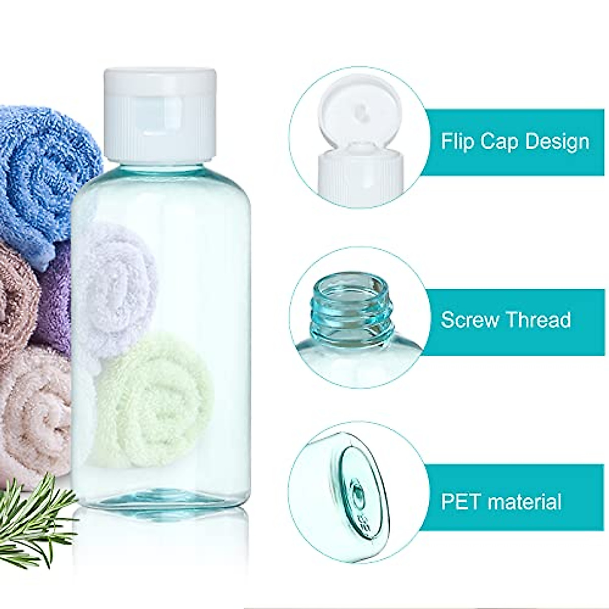 100 Pack 1.7oz/50ml Plastic Empty Squeeze Bottles with Flip Cap Hand Sanitizer Bottle small travel Size bottles Refillable Container for Shampoo Lotion Cream Body Soap Baby Shower Weeding Party Favors