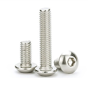 M2.5-0.45 x 25mm Button Head Socket Cap Screws, Stainless Steel 304, Full Thread, Allen Socket Drive, Heavy Duty Machine Hexagon Screw Drive 100 PCS