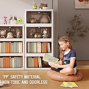 AHEONLAR 4 Tier Plastic Storage Bins with Drawers - Foldable Stackable Storage Bins with Lids - Closet Craft Organizers and Storage - 24QT Plastic Drawer Storage for Bedroom Study Toy Room Office