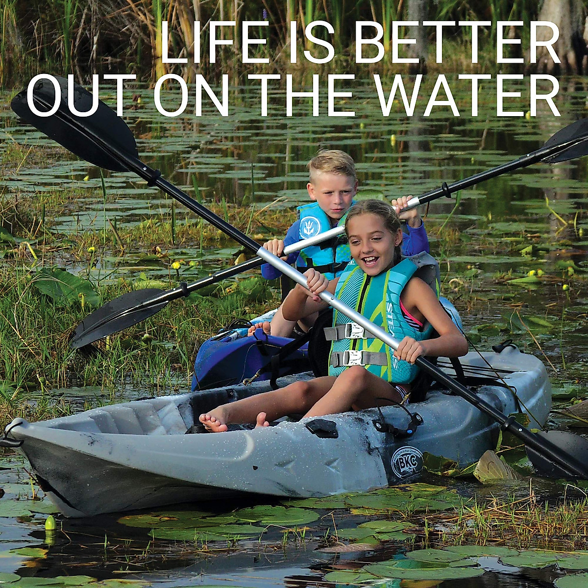 Pack of 2 BKC KP224 Kayak Paddle 86-Inch - 2-Piece Collapsible Heavy Duty Lightweight Kayak Paddle with Anti-Slip Grips (Set of 2)