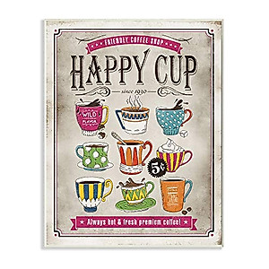Stupell Industries Happy Cup Vintage Comic Book Design Wall Plaque, Multi-Color