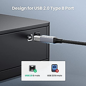 UGREEN USB B to USB C Printer Cable 3 FT, Nylon Braided USB C to USB B Printer Cable for MacBook Pro/Air, USB C MIDI Cable Compatible with Yamaha Piano MIDI Keyboard, DAC, DJ Controller for iPad Pro