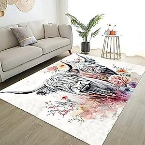 ALFUSA Animal Mushroom Skull Area Rug Indoor Print Carpet Non Slip Kitchen Living Room Bedroom Dining Room