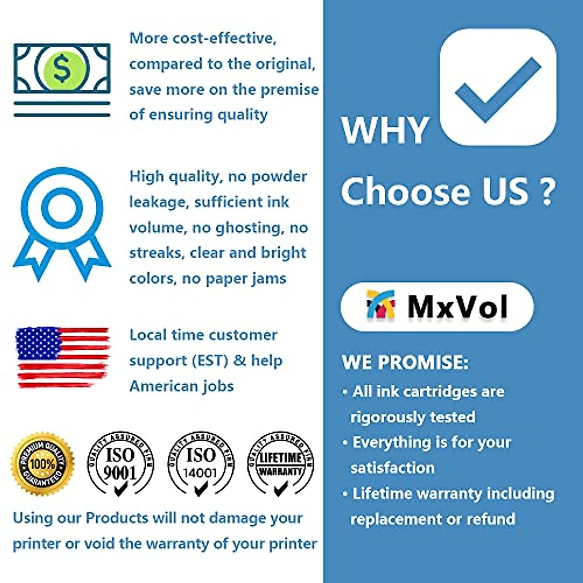 MxVol 414A Toner Cartridges 4 Pack【Patented Chip】 Compatible Replacement for HP 414A W2020A 414X W2020X Work with HP Color Pro MFP M479fdw M454dw Enterprise M455dn MFP M480f Printers Ink (4 Pack)