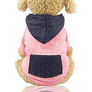 Dog Shirt Large Size Dog Female Pet Autumn and Winter Pocket Sweatshirt Color Hooded Two-Legged Fleece Warm Clothing Dog Sweater Medium Sized Dog Girl