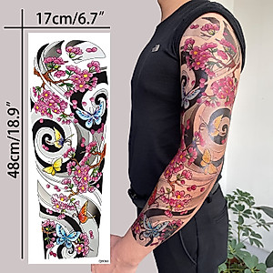 Aresvns Full Arm Temporary Tattoos for Men and Women (L19“xW7”),Temporary Tattoo Waterproof Sleeve Tattoo Last Long,Japanese Fake tattoos for adults Christmas Gift