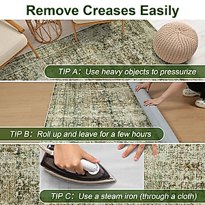 LIVEBOX 9x12 Area Rugs, Ultra-Thin Large Rugs for Living Room Non-Slip Vintage Distressed Print Rug, Retro Indoor Washable Rugs Carpet for Dining Room Bedroom Home Office