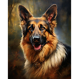 Cross-Stitch Stamped Kits, Emotional German Shepherd Dog, Cross Kits for Adults, Easy Counted Cross Kits for Beginners,16x20inch