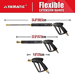 YAMATIC Pressure Washer Gun and Hose Kit, 50 FT Kink Resistant Power Washer Hose and Wand, 3/8" Swivel Quick Connector & M22-14mm Fitting Replacement for Ryobi, Simpson, Craftsman, 4000 PSI