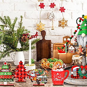 ZTBBW Christmas Decor - Christmas Tiered Tray Decorations Set, 12 PCS Farmhouse Tiered Tray Christmas Decor Wooden Signs Gnome Plush, Indoor Christmas Decorations for Home Office Table Centerpiece