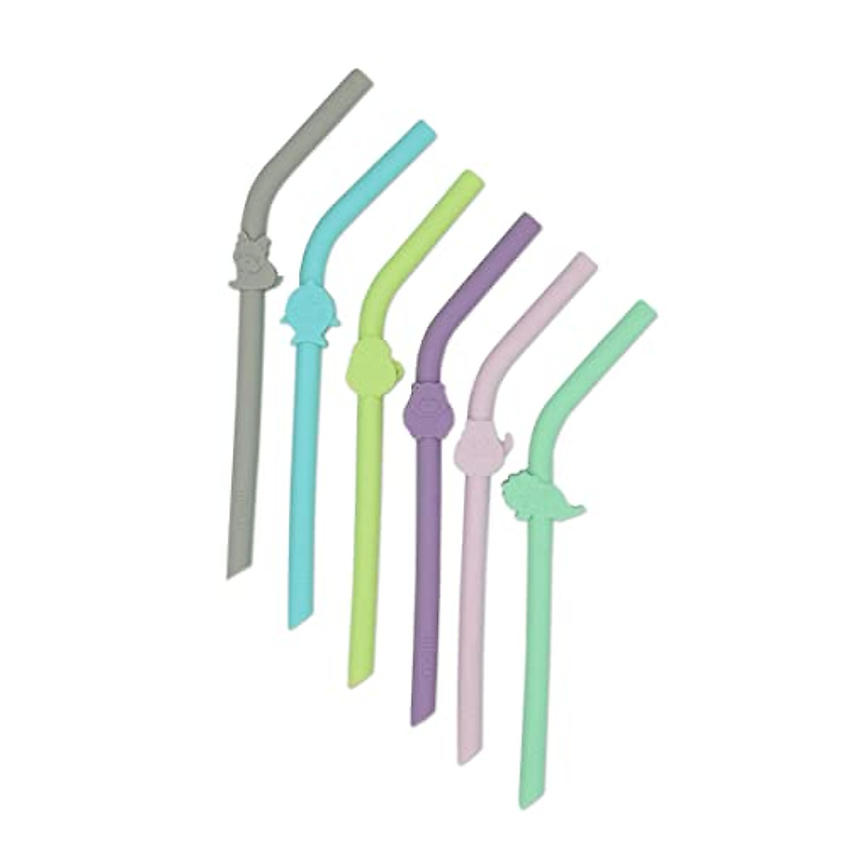 melii Reusable Silicone Animal Straws for Toddlers & Kids with Cleaning Brush – BPA Free, Dishwasher & Microwave Safe (6 Straws)