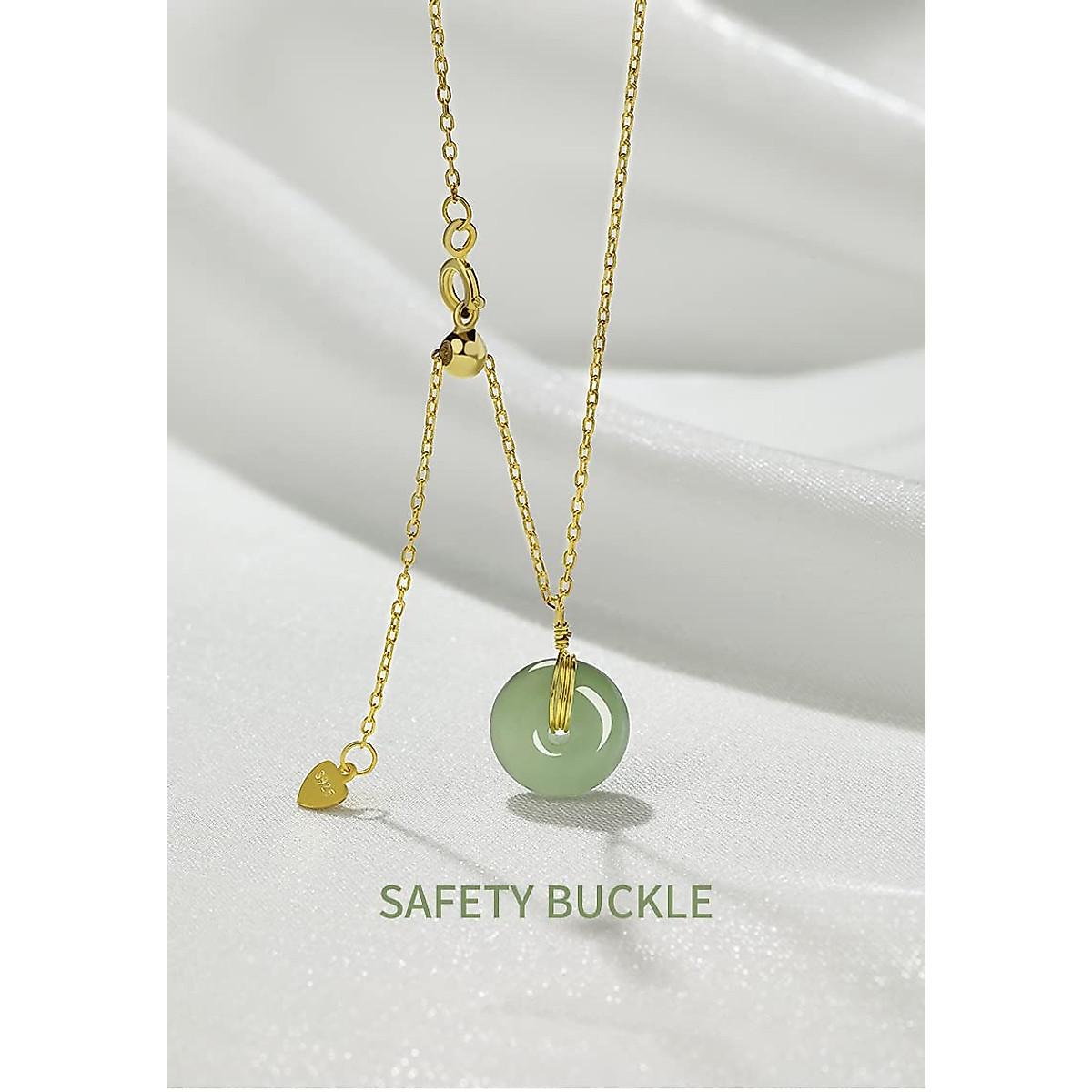 LIKEYO Jade Necklace - Jade Necklaces for Women, Natural Hetian Jade Pendants for Women, Green jade necklace, 925 Sterling Silver Gold Jade Jewelry for Women