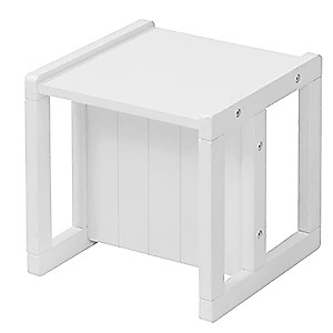 Roba: Country-Farmhouse Chair: White Wood - Chic Children’s Chair, Adjustable Seat Height, Converts Into A Table, Toddler & Kids, Ages 2+