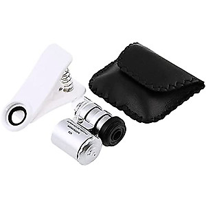 60X Portable Pocket Size Magnifying Glasses with UV and LED Light Mini Lightweight Handheld Microscopes Professional Tricomes, Jewelry,Coin, Bud, Plant, Science, Magnifying Glass (60X with Clip)