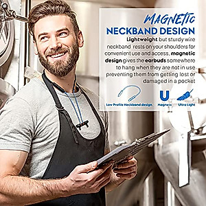 MIPEACE Bluetooth Noise Reduction Headphones, Magnetic Custom-fit Safety Wireless Neckband headphones-29db Noise isolating Work Earbuds Earphones with mic and Control,IPX4 sweatproof 13+Hour Playtime