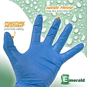 Emerald Nitrile Exam Gloves - Medical Grade Powder Free Latex Free Disposable Multipurpose Food Safe - 3.5 mil, Medium