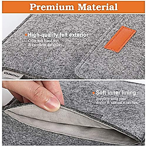 MoKo Sleeve Compatible with Kindle Oasis 2019/2017, Protective Felt Accessories Cover Case Pouch Bag with Dual Pockets Fits 7 Inch Kindle Oasis E-Reader, Light Gray