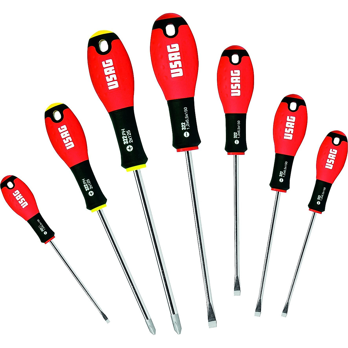 USAG 322 SH7 Set of 7 Screwdrivers for Slot-Head and Phillips® Screws