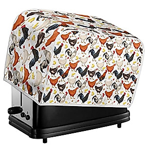 Gomyblomy Rooster & Chick Toaster Covers 4 Slice Wide Slot Dustproof Fingerprint Protectors and Greasy Protection Anti-sputtering Machine Washable