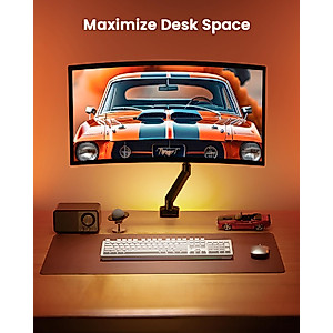 ErGear Single Monitor Arm for 13-34 inch Screens, Adjustable Gas Spring Monitor Mount Holds up to 22 lbs, Computer Monitor Stand with VESA Mount, C-Clamp & Grommet Base, Max VESA 100x100mm,