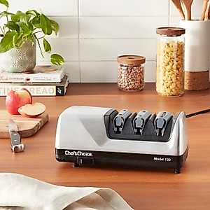 Chef’sChoice Edge Select Diamond Hone Professional Knife Sharpener for Straight and Serrated Knives with Precision Angle Control, One Size, Gray