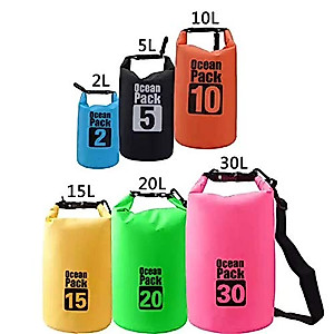 Acever Outdoor Dry Sack/Floating Waterproof Bag 2L/3L/5L/10L/15L/20L/30L for Boating, Kayaking, Hiking, Snowboarding, Camping, Rafting, Fishing and Backpacking (Black, 5L)