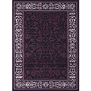 United Weavers Dallas Baroness Area Floor Rug - Plum, 5x8, Modern Indoor Area Rug with Bordered Pattern, Jute Backing