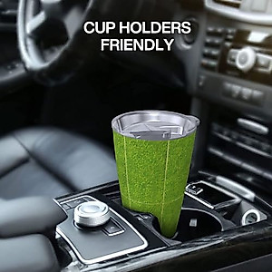WXZYFP Car cup (single silver rim), can use a straw or drink directly, easy to use.Green Grassland