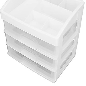 3 Drawer Makeup Organizer, Transparent 3 Floors Dustproof Makeup Organizer Box Classification Storage Pull Out for Cosmetics Shop for Household