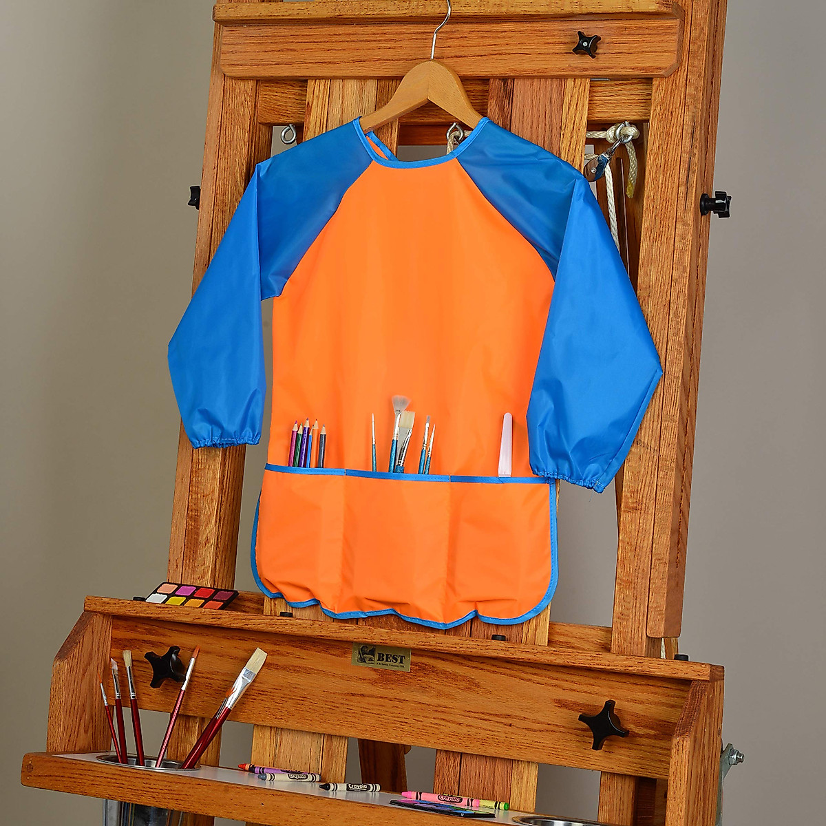 Smocks For Kids - 2 Pack Kids Smock, Toddler Smock, Water Resistant Washable Eco Friendly Long Sleeve Painting Aprons with Pockets for Arts, Crafts, Painting, School, Projects, DIY, Children Ages 2 -7