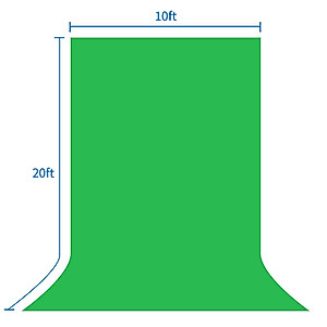 Hemmotop Green Screen Backdrop, 10 x 20 ft Chromakey Greenscreen Background,Large Seamless Green Backdrop Background Cloth,for Photography,Zoom,Live Streaming