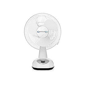 Technical Pro Portable 12 inch Rechargeable Oscillating Tabletop Fan with LED Night light and Powerbank.