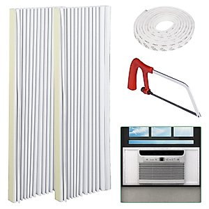 Memrita Window Air Conditioner Side Panels Kit, Adjustable Air Conditioner Replacement Screen, Window AC Side Panels Fits Up to 17 x 10 inch, White