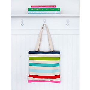 Kate Spade New York Canvas Tote Bag with Interior Pocket, Candy Stripe