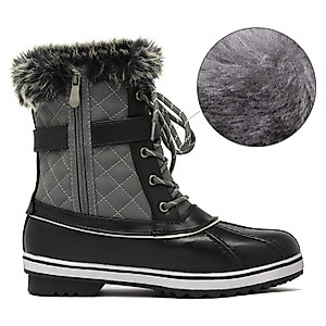 DREAM PAIRS Women's River 3 Grey Mid Calf Waterproof Winter Snow Boots Size 10 M US
