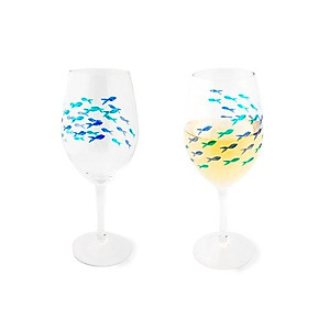 Abbott Collection Blue and Green Fish Goblets