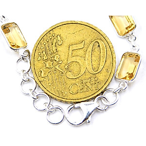 Natural Citrine Cut Gemstone 925 Sterling Silver Bezel Bracelet