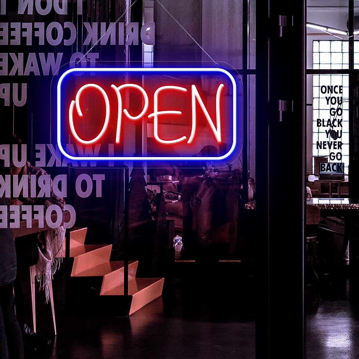 Neon Open Sign, Open Signs for Business, 16.5"x 8.4" Open Sign Led, Open Signs for Business Window With Adjustable Brightness, Open Neon Sign, Powered by USB with ON/OFF Switch