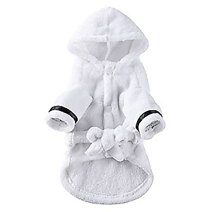 TTBDWiian Dog Close Medium Hotel Nightgown Bathrobe Dog Pajamas Clothes Bath Bathrobe Towel Pet Pet Cat Pet Clothes (White, Small)